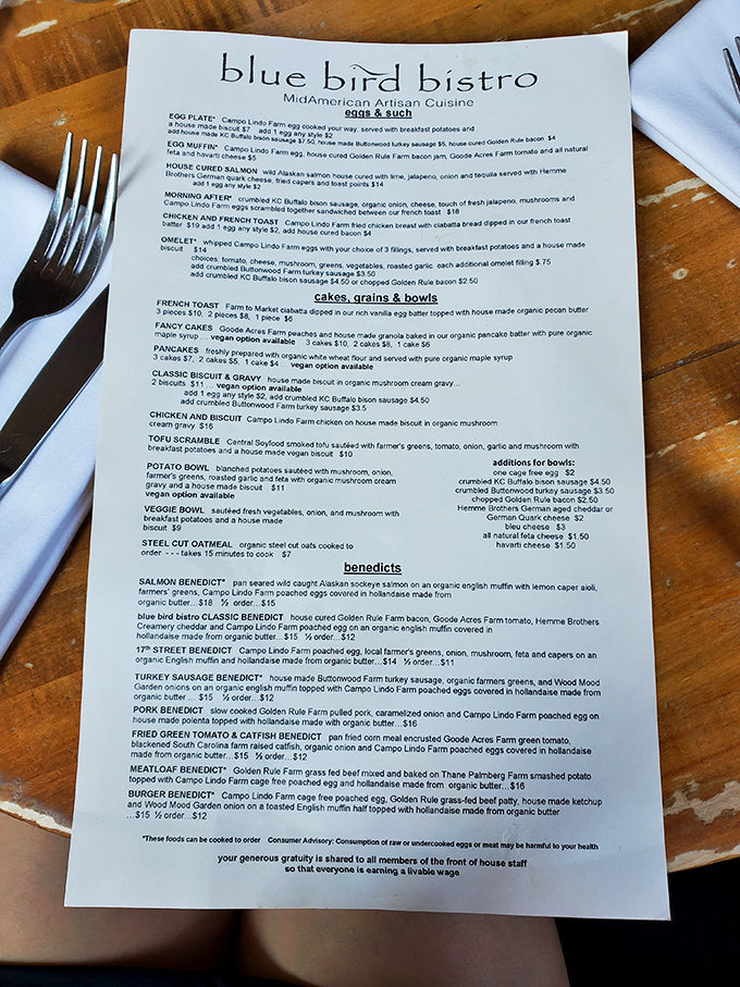 The menu reads like a love letter to Missouri's local farms, with each ingredient thoughtfully sourced and prepared with respect.