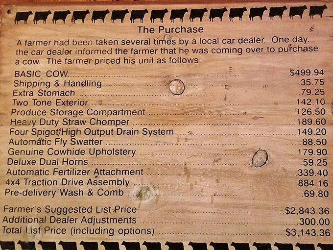 This isn't just a menu item – it's a financial breakdown that proves cows would make terrible car salesmen. Moo-ving humor at its finest!