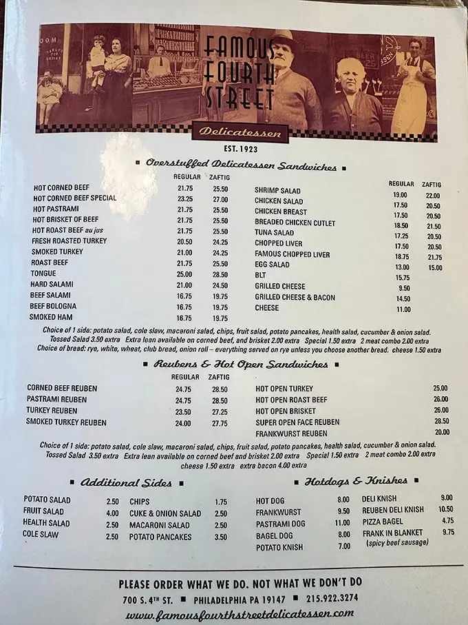 The menu reads like a love letter to deli devotees. "Please order what we do, not what we don't do" isn't just a slogan—it's a philosophy.