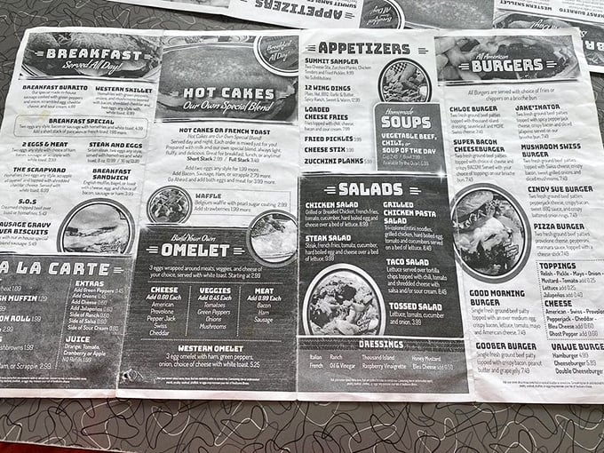 A menu that doesn't need fancy fonts or flowery descriptions—just honest food that speaks for itself.