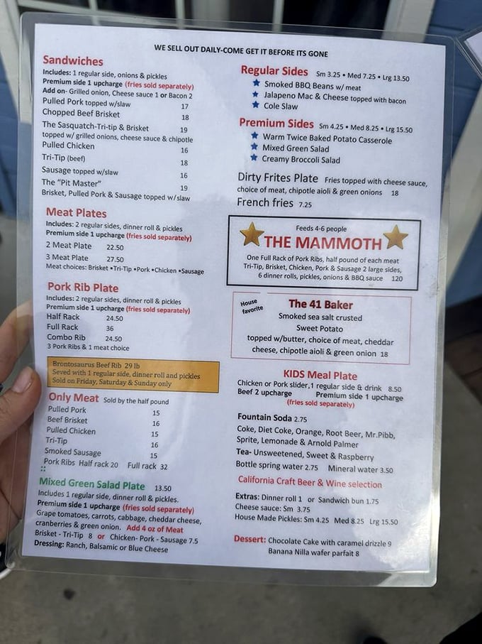 This menu isn't just a list of options—it's a roadmap to happiness. The "We sell out daily" warning isn't marketing; it's a gentle heads-up.