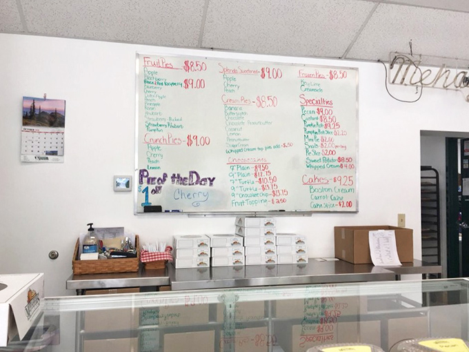 The whiteboard menu at Mehaffies is like the Rosetta Stone of dessert – ancient wisdom translated into pie language for modern appetites.