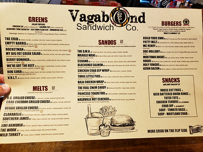 A menu that reads like a rock concert lineup, where each sandwich deserves its own spotlight and groupies.
