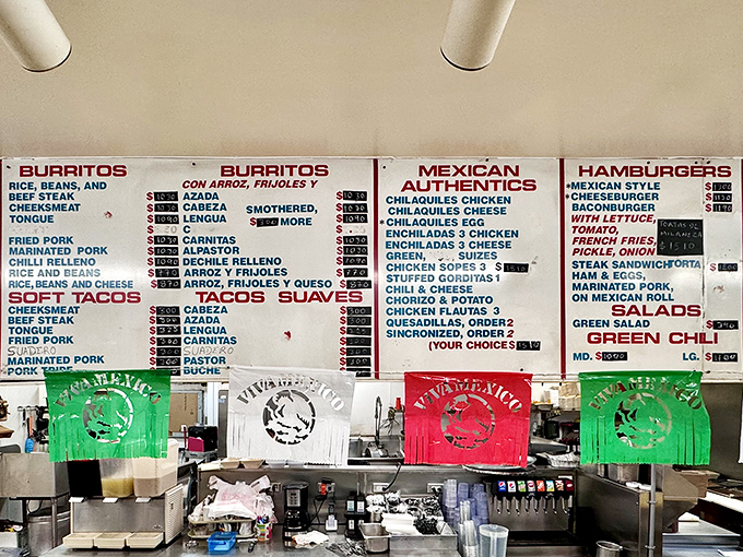 The menu board of dreams. Each line represents a potential life-changing experience wrapped in a tortilla.