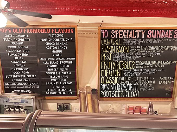 Choosing between salted caramel and bacon-topped sundaes feels like being asked to pick your favorite child—deliciously impossible decisions await.