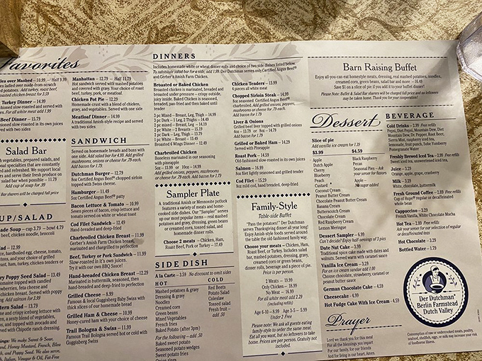 A menu that reads like a love letter to comfort food classics—where deciding between broasted chicken and roast beef might be the hardest decision you'll make all day.
