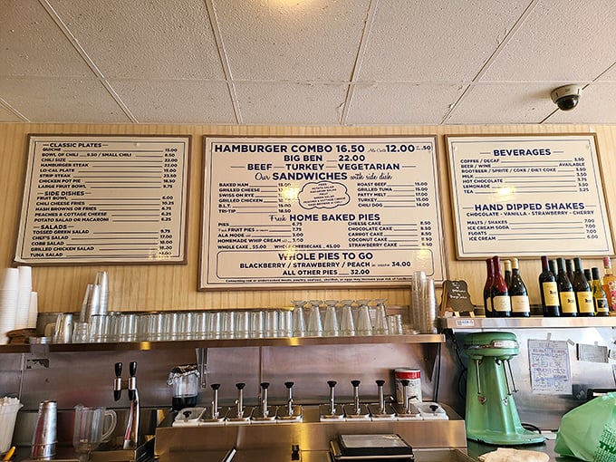 The menu board—a masterpiece of simplicity—offers no fancy descriptions or chef's specials, just straightforward promises of American classics done right.