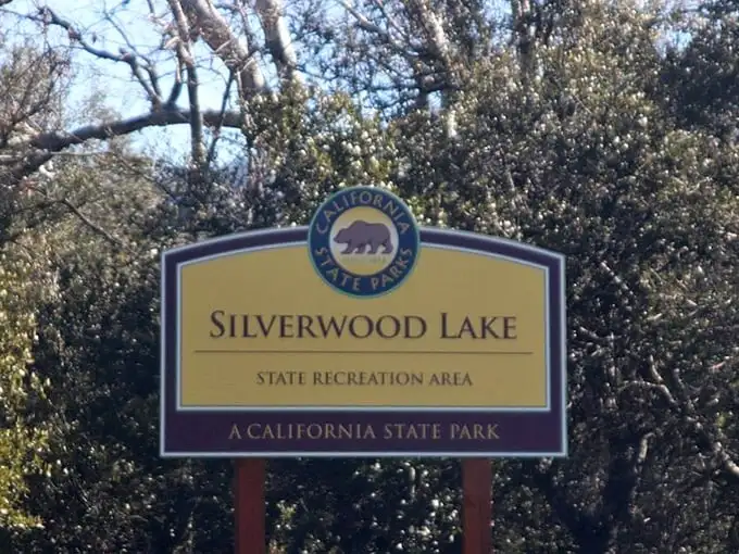 Not just a sign, but a promise of outdoor adventure waiting at Silverwood Lake State Recreation Area.