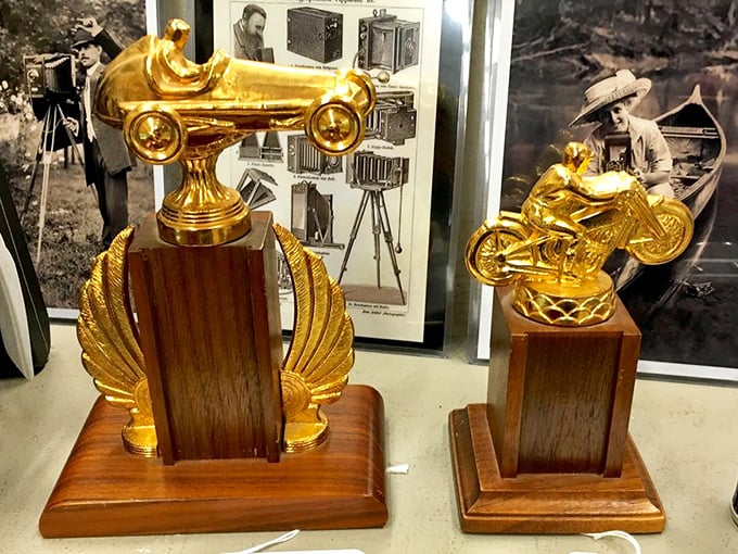 Trophy hunting of a different sort—golden memories of victories long past, now waiting for a second chance to shine on someone's shelf.