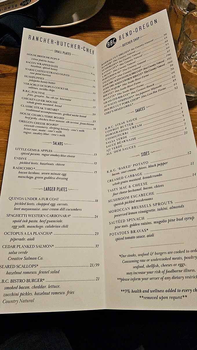 This menu reads like a carnivore's love letter, promising culinary adventures beyond your wildest beef dreams.