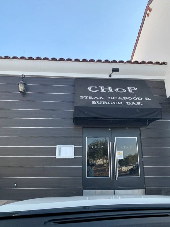 CHoP's sleek black exterior is like a steakhouse tuxedo—elegant, understated, and promising something worth dressing up for.