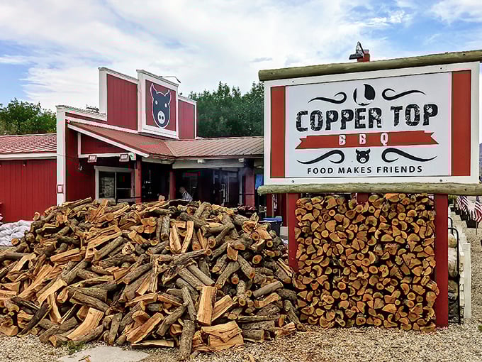 Those wood piles aren't just for show - real BBQ demands real fire, not shortcuts. 