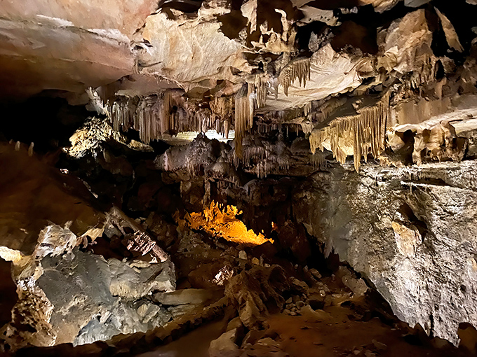 Visitors gaze upward at Crystal Cave's magnificent ceiling. Like standing inside Earth's jewelry box with treasures that took millennia to create.