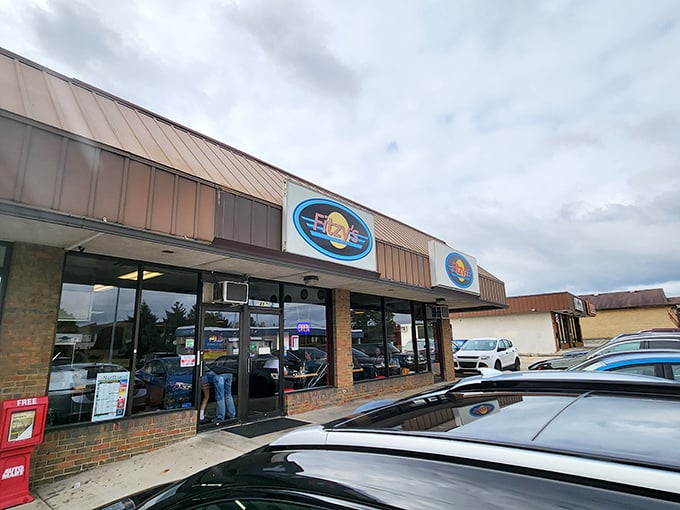 Fitzy's blue and white signage promises the kind of meal that makes you forget what century you're in. Time travel never tasted so good!