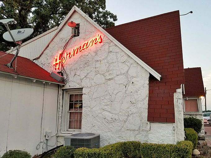 Herman's neon sign has guided hungry Arkansans to steak paradise for generations – like a meaty North Star.
