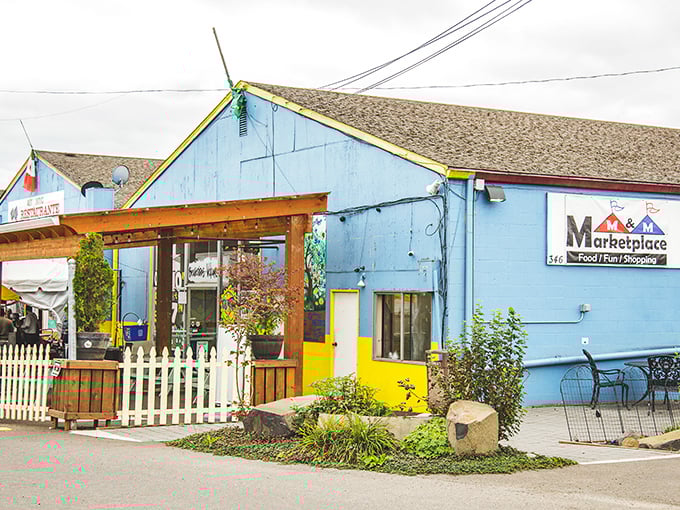 M&M Marketplace: This cheery blue building isn't just a market—it's a cultural landmark where community and commerce blend beautifully.