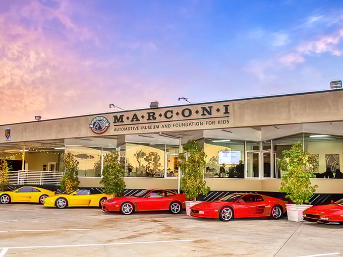 Ferrari heaven! These Italian thoroughbreds are lined up like a candy store for grown-ups. Red has never looked so fast even when standing still.