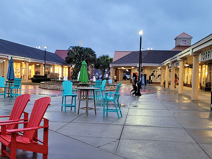 Bright blue skies frame the tropical shopping escape at Tanger Outlets Myrtle Beach, where vacation vibes meet serious bargain hunting.
