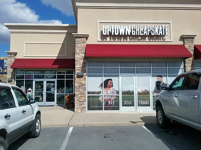 Uptown Cheapskate's sleek storefront brings "thrift" into the 21st century—like if your cool cousin decided to open a secondhand boutique.