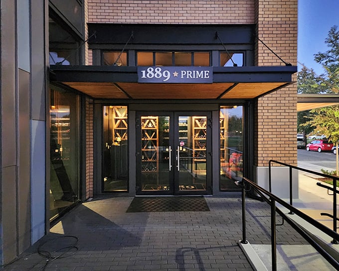 The entrance to 1889 Prime is like the cover of a great book—elegant simplicity hinting at the meaty masterpieces inside.