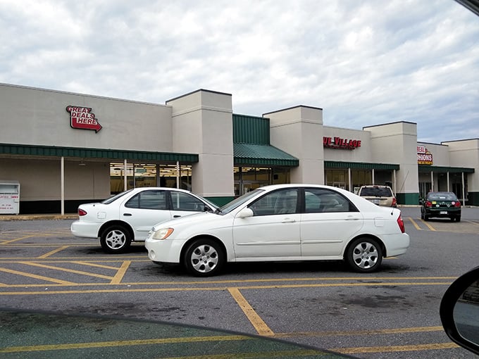The spacious parking lot hints at the shopping marathon you're about to embark on inside this bargain paradise.