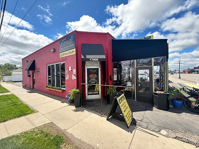 This unassuming red brick building houses pizza magic that locals have tried to keep secret for years.