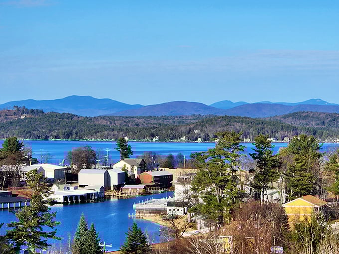 The shimmering lake, the sleepy marina, the whisper of pine trees in the breeze; it’s like a Hallmark movie took a vacation and forgot to invite the drama.