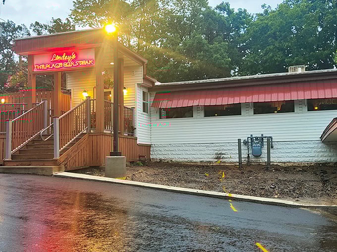 Lindey's welcoming porch and homey exterior feel like Grandma's house—if Grandma were a steak-grilling genius with a cult following.