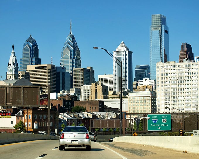 The City of Brotherly Love shows off its iconic skyline – where modern glass towers stand shoulder to shoulder with historic landmarks.