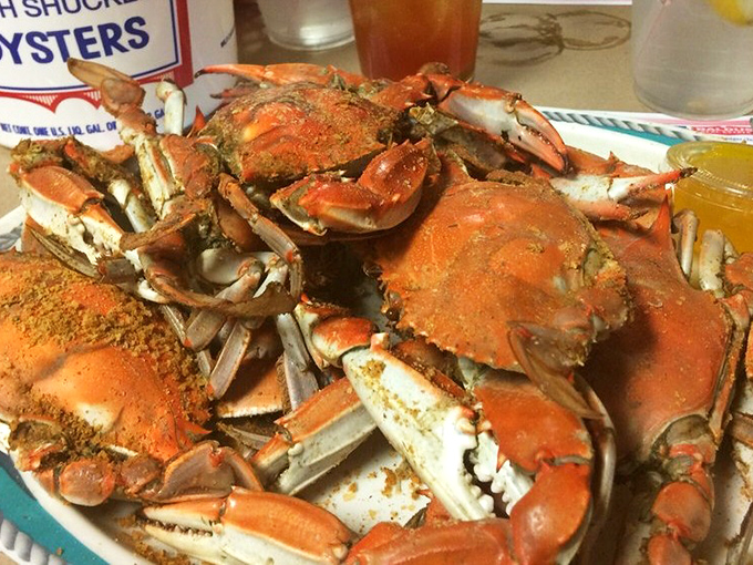 Behold the Old Bay-dusted beauties that launch a thousand road trips—Maryland blue crabs in their full glory, ready for the picking.