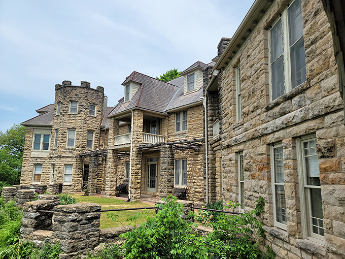Bothwell Lodge looks like it wandered off a Scottish moor and settled in Missouri—its stone walls have stories that whisper through every hallway.