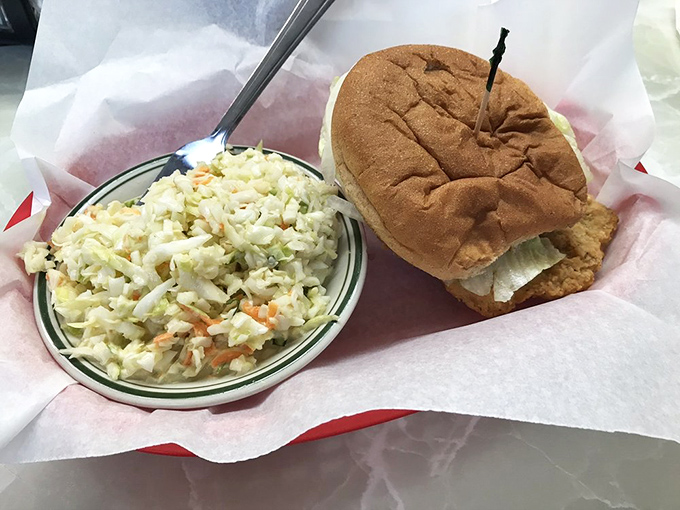 A proper tenderloin sandwich requires its own area code—crispy, oversized, and making that bun work overtime like it owes it money.