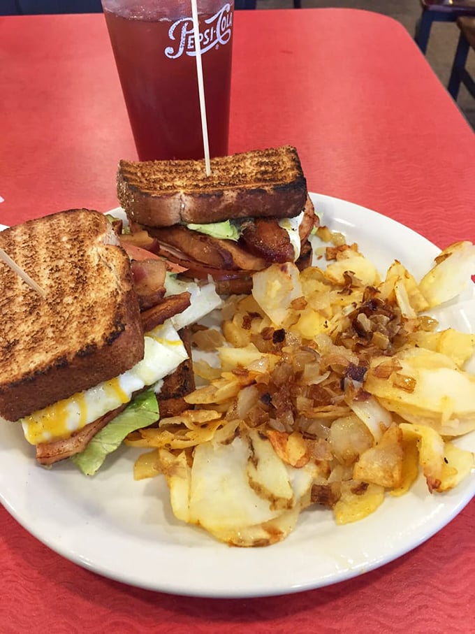 Sandwich architecture at its finest. This towering creation makes you wonder if you should eat it or take a picture for your scrapbook first.