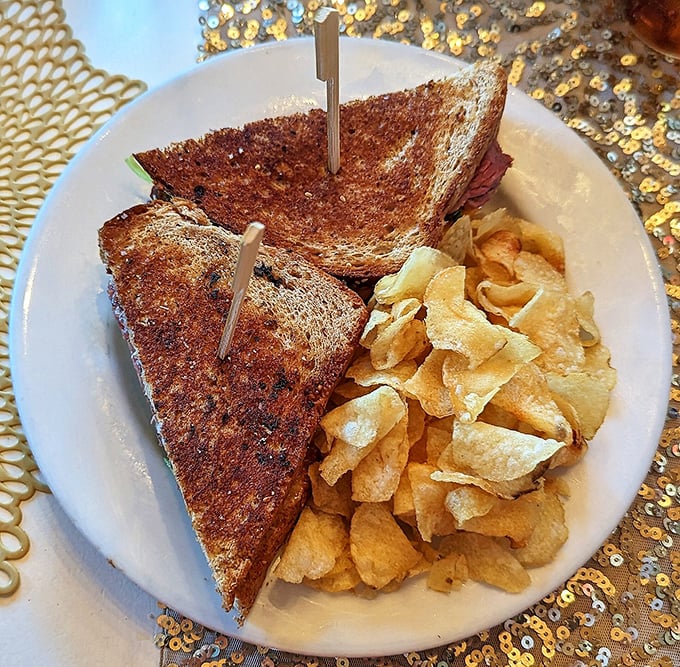 Not all heroes wear capes—some come as perfectly toasted sandwiches with house-made chips. The lunch equivalent of a standing ovation.