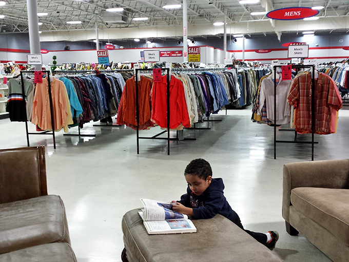 Even the youngest visitors find their own adventures at Texas Thrift, proving that the joy of discovery transcends generations.