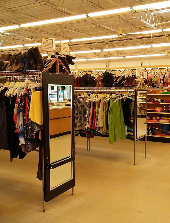 Fashion rules don't apply here – that's the beauty of thrifting. Yesterday's "outdated" becomes today's "vintage chic" with just a change of perspective.