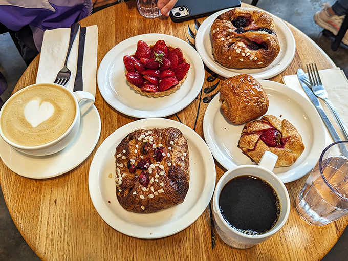 A table that answers the question: "What would heaven look like if it were made of butter and flour?" The berry tart alone could make a grown adult weep.
