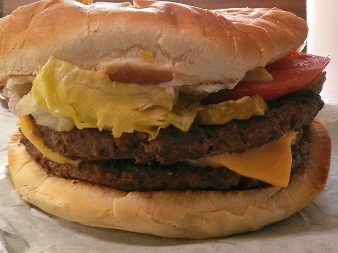 Behold the Double Cheeseburger in all its glory—a towering testament to the fact that sometimes more really is more.