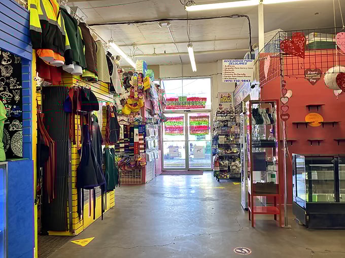 Aisles bursting with color lead visitors through a retail labyrinth where each turn reveals new possibilities, from fashion finds to household essentials.