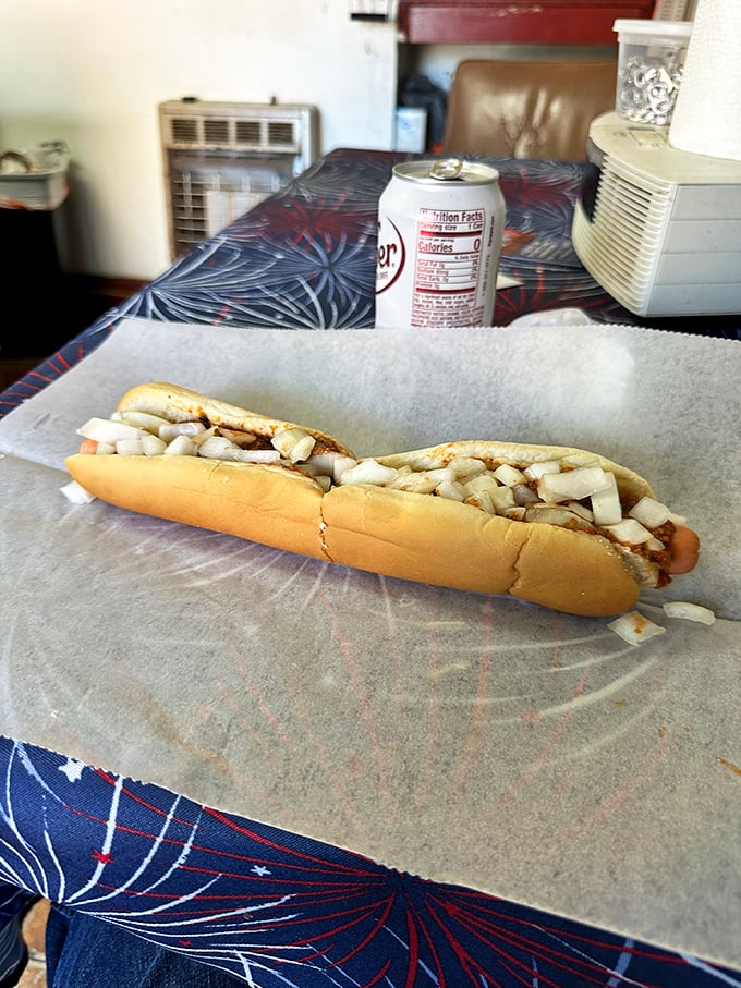This isn't just a hot dog—it's an Ohio Valley tradition on a bun. The generous helping of diced onions adds crunch to every savory bite.