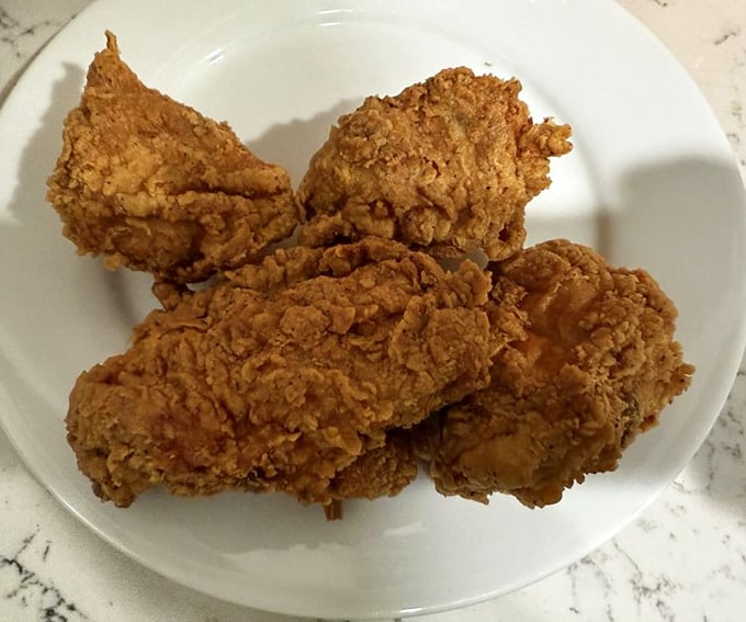 Golden-brown perfection that makes you understand why people have chicken-related religious experiences in Alton, Illinois.