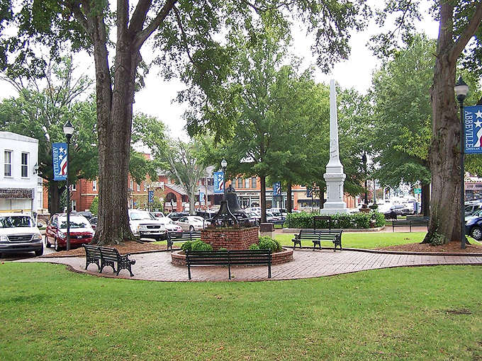 Abbeville's town square offers shady benches and manicured gardens where locals gather to catch up on news or simply watch the world go by.