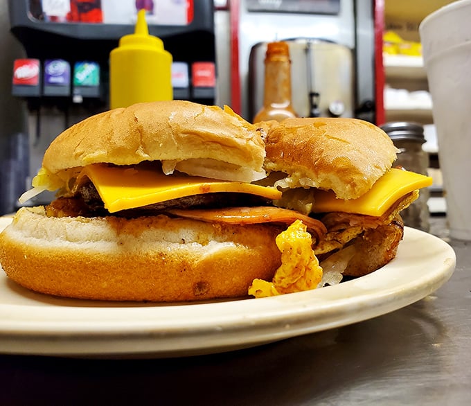 The Cheesy Western in all its glory—a symphony of beef, egg, and cheese that makes you wonder why anyone bothered inventing fancy food in the first place.