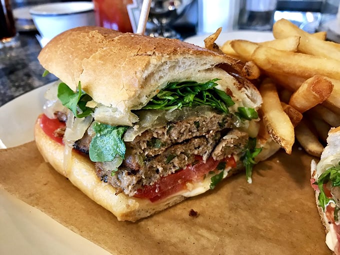 This meatloaf sandwich isn't just comfort food—it's therapy on a bun, complete with a side of golden fries that demand to be savored.