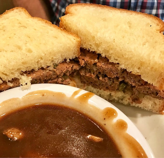 The legendary meatloaf sandwich – where comfort food gets a PhD. That gravy could make cardboard taste like a culinary revelation. 