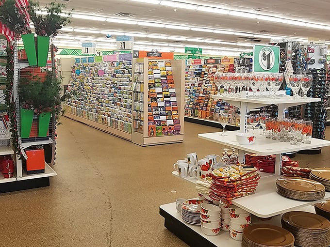 The entrance to wonderland—where aisles of household goods, party supplies, and unexpected treasures await discovery.
