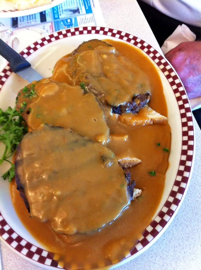 The star of the show arrives swimming in rich gravy – this isn't your mother's meatloaf unless your mother happens to be a culinary genius.