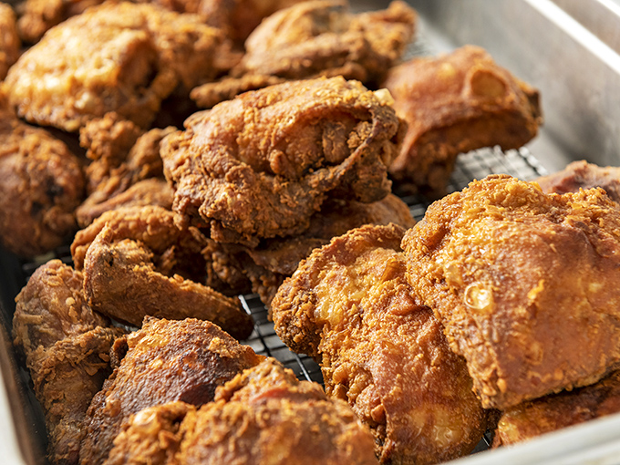 Golden-brown treasures stacked like Fort Knox for your taste buds—each piece a testament to the superiority of pan-frying over all other cooking methods.