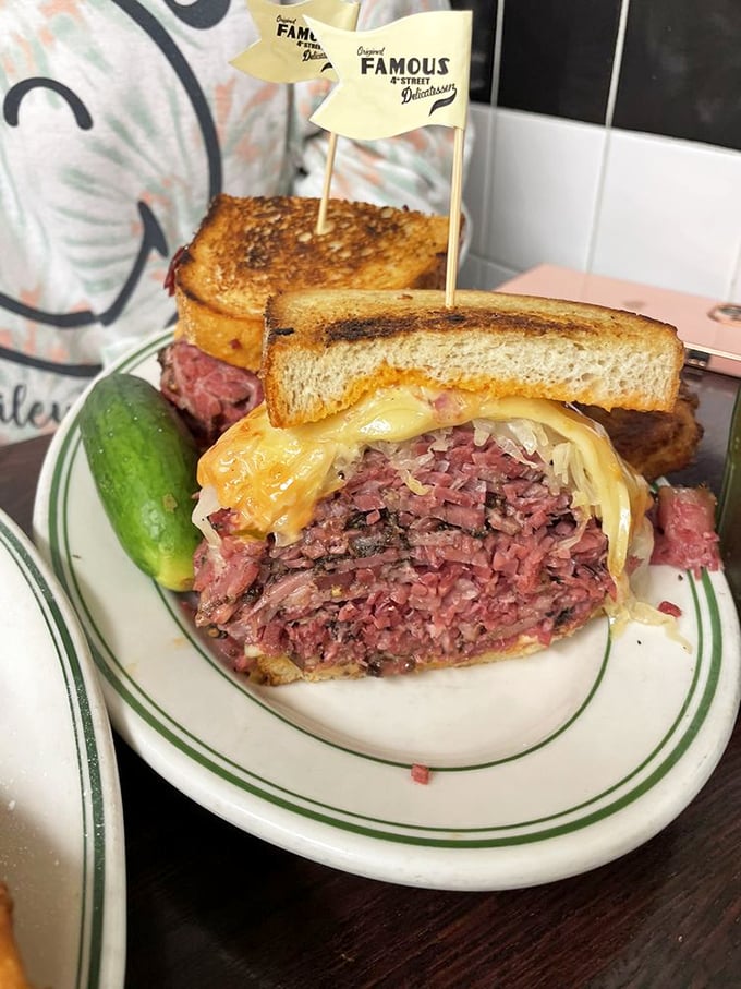 Not so much a sandwich as a skyscraper of meat requiring architectural engineering. This pastrami masterpiece makes Manhattan's offerings look like slider appetizers.