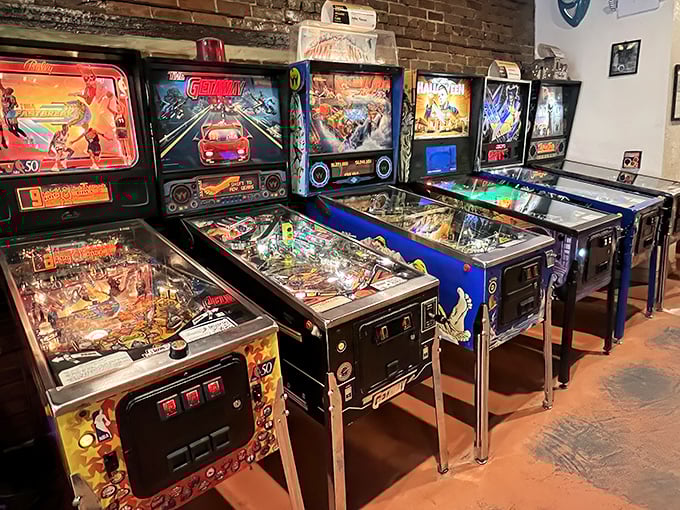 The lineup looks like a greatest hits album of pinball history. From Getaway to Deadpool, each machine tells its own story through art, sound, and perfectly calibrated flippers.